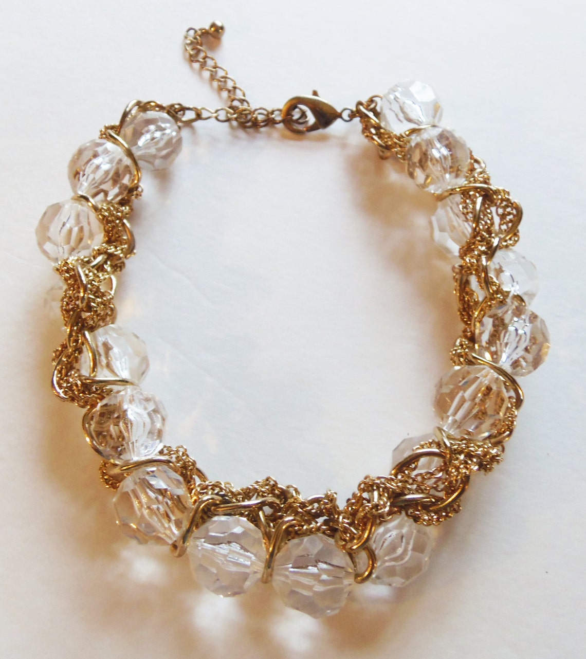 Crystal and Gold Chain Necklace - Etsy