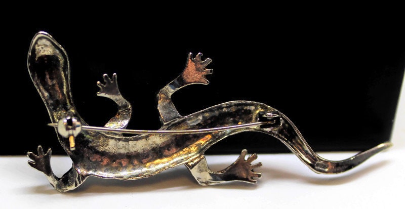 Sterling Silver Figural Lizard Pin, Vintage,gecko Pin - Etsy