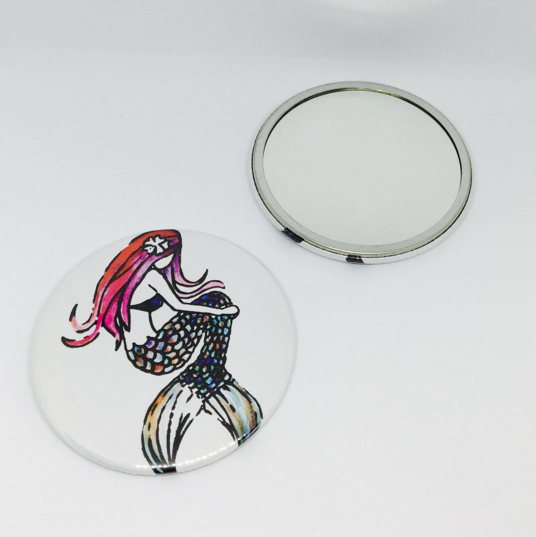 Pocket Mirror 76mm Surf Girl Mermaid Kissing Couple | Etsy UK