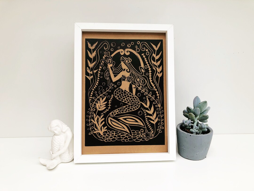 Mermaid - A4 Print - Art Nouveau - Designed in Cornwall - Mermaid Gift ...