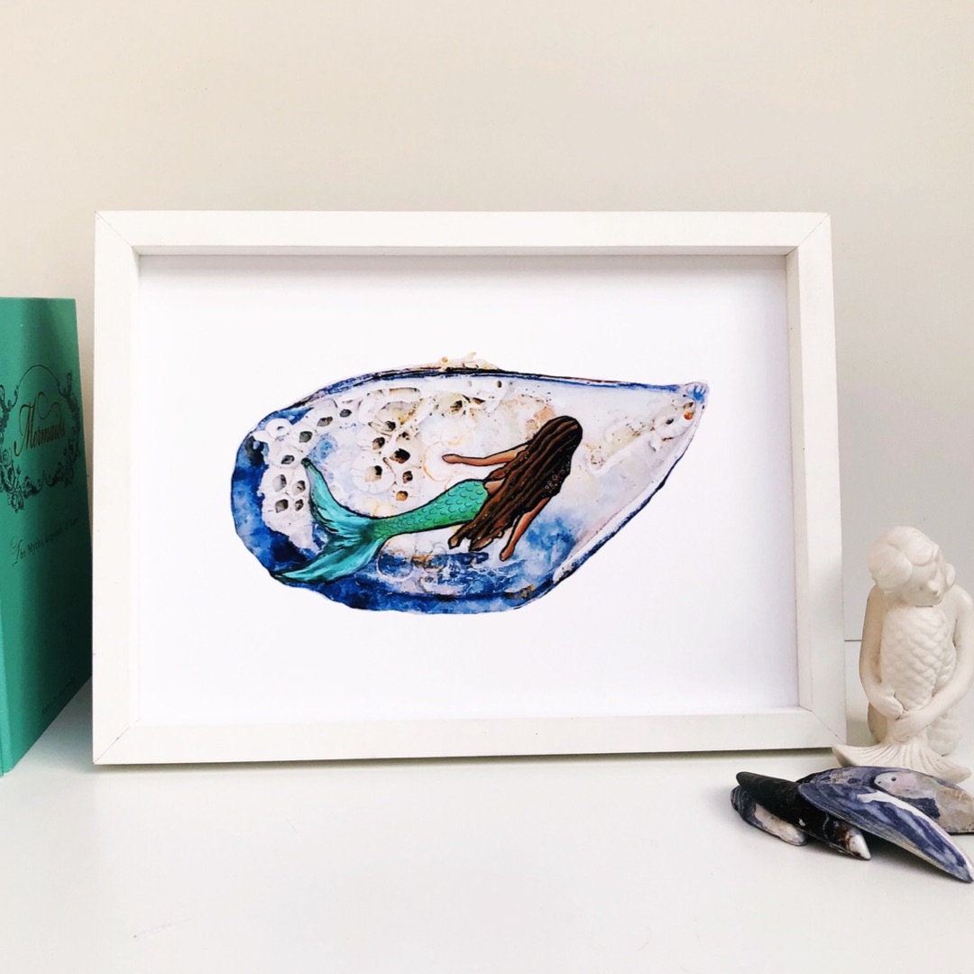 Mermaid in Mussel Shell - Mermaid Gift - Mythical Creature - Magical ...