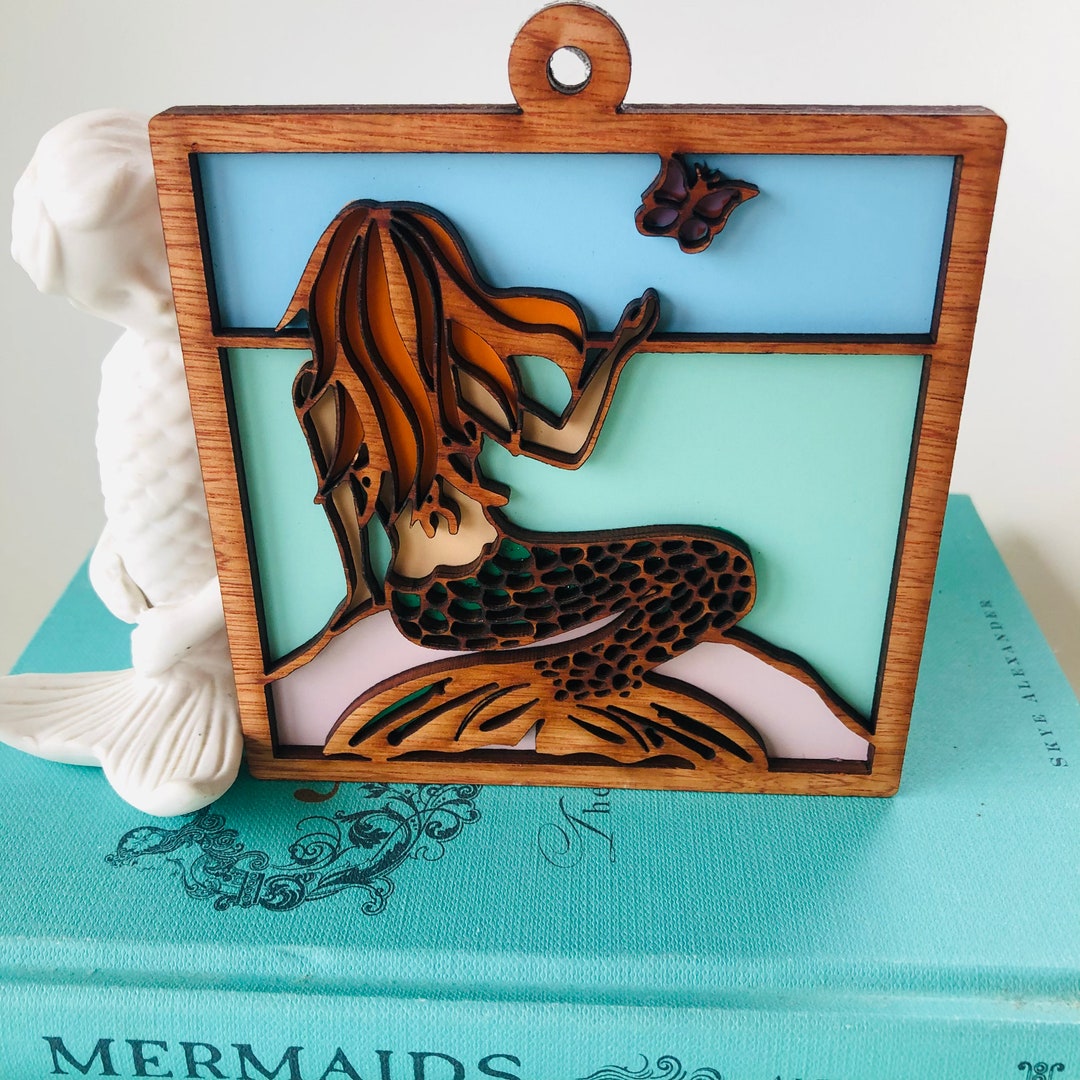 Mini Wooden Wall Art - Mermaid - Surf Girl - Made in Cornwall - Mermaid ...