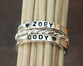 Stackable Name Rings - Etsy