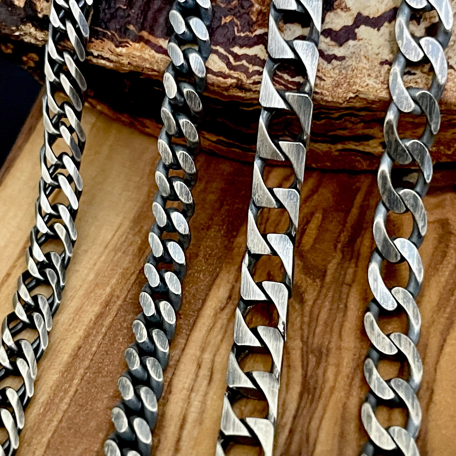 Oxidized Sterling Silver Chain Men, Mens Necklace, Gift for Him ...