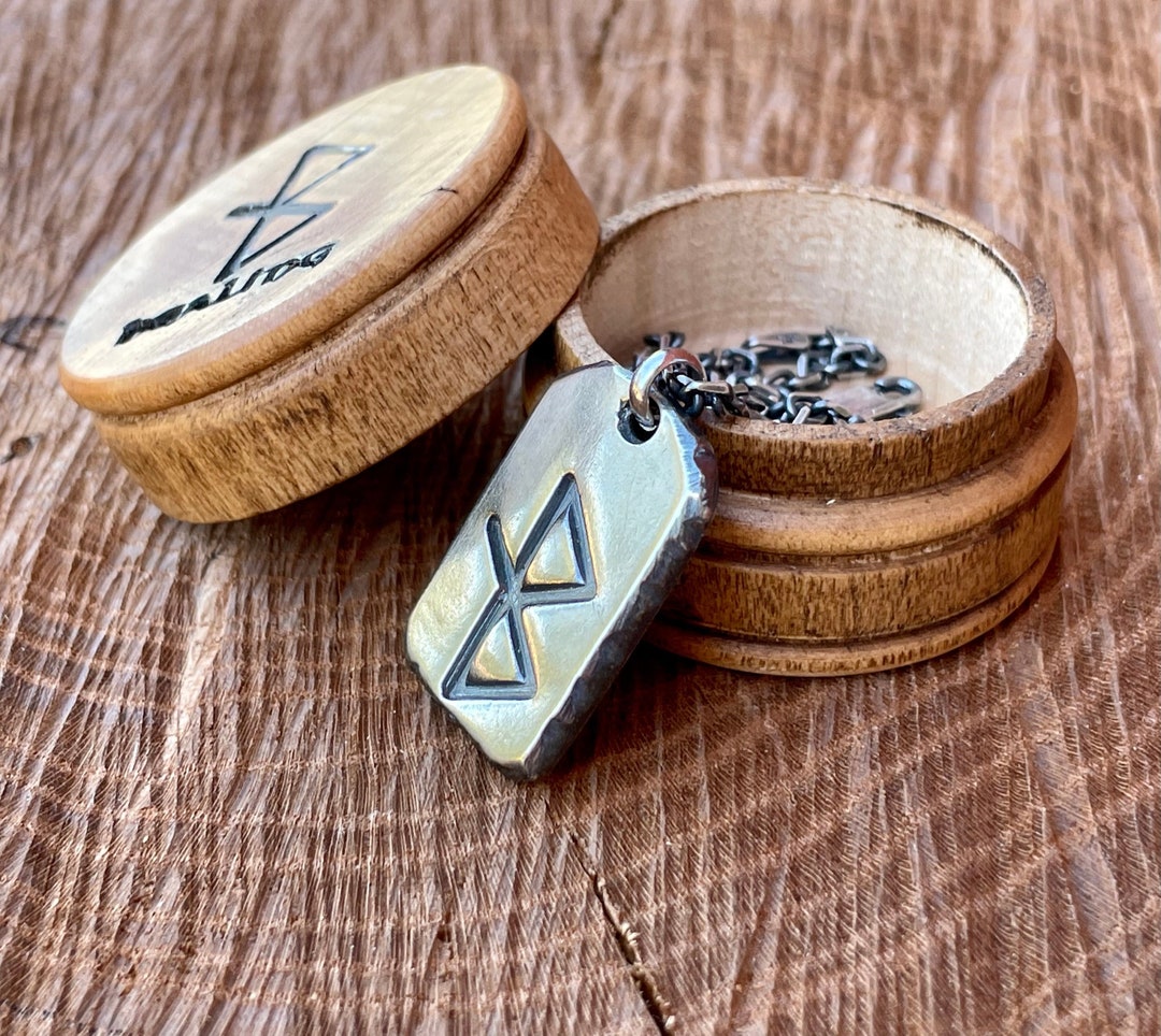 Mens Necklace With Handmade Healing Rune Pendant in Sterling Silver ...