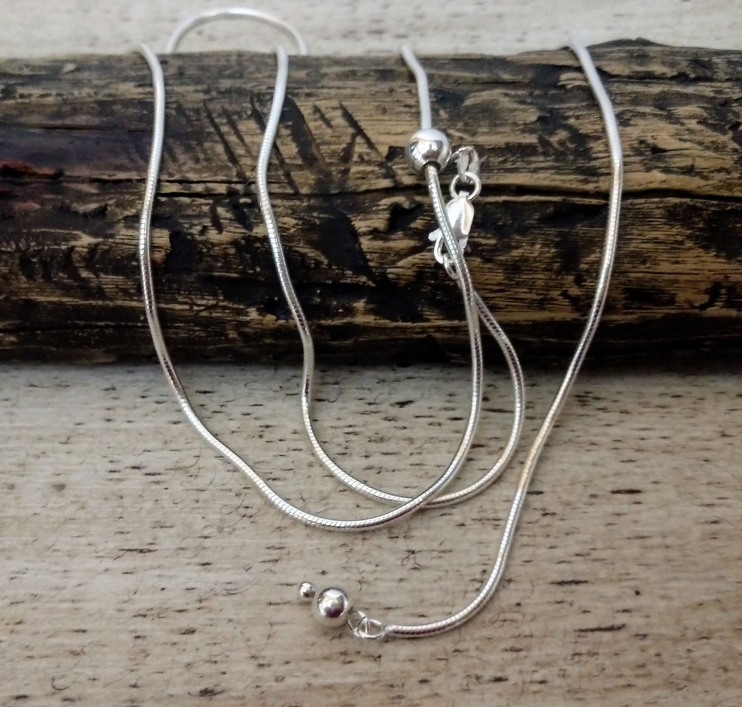 Adjustable 925 Sterling Silver Snake Chain Necklace - 1.5mm Slider ...