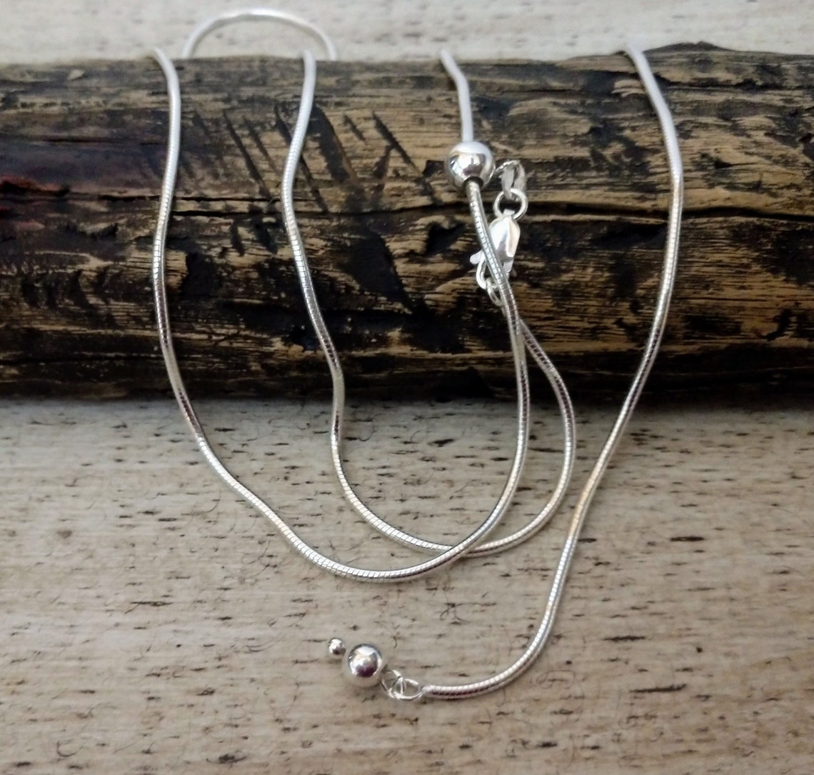 Adjustable Chain Sliding Chain 925 Sterling Silver Snake Chain | Etsy