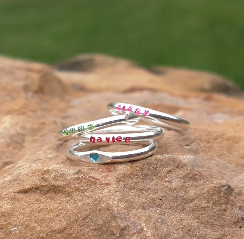 Girls Colored Name Ring Friendship Rings Personalized Flower - Etsy Sweden