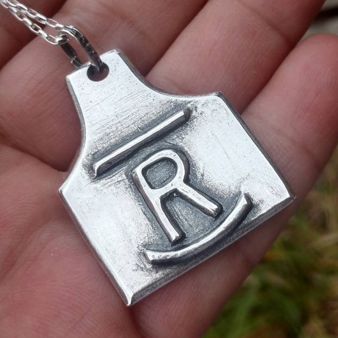 Custom Sterling Silver Cow Tag Necklace Pendant: Personalized Ranch ...