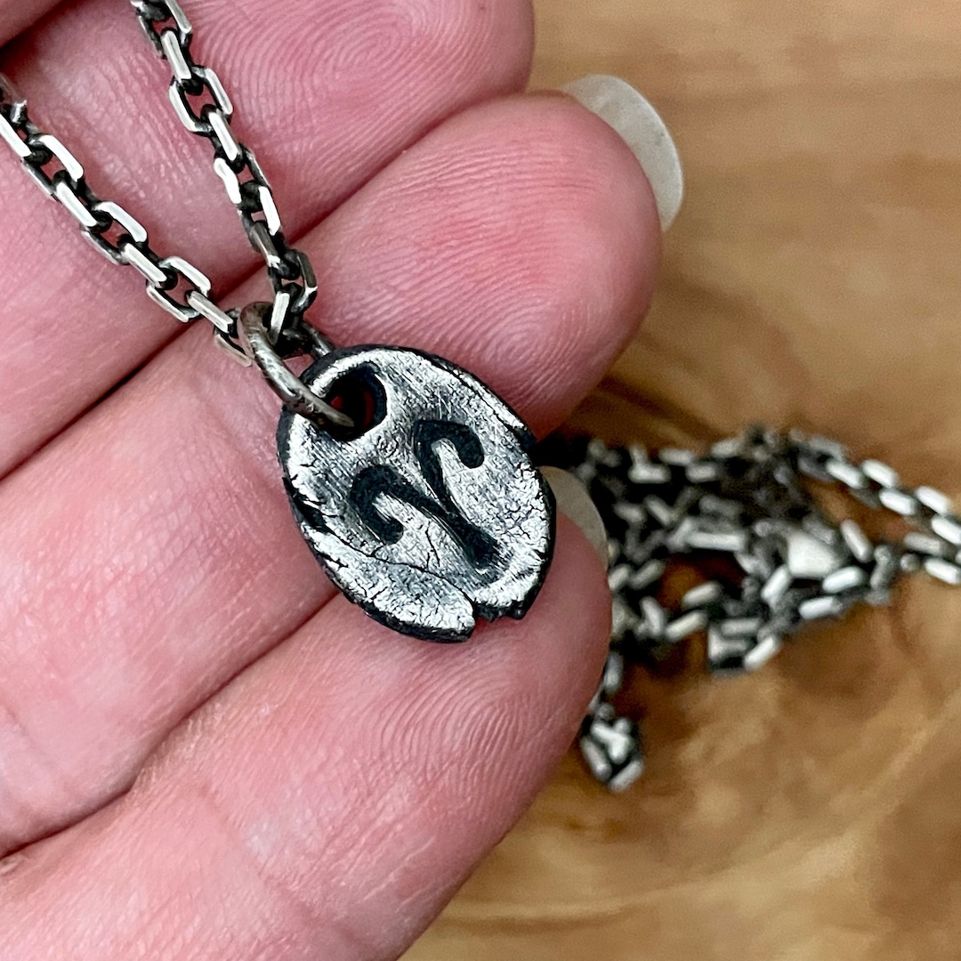 Collier pendentif homme Bélier en argent rustique, cadeau d ...
