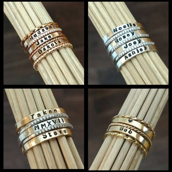 Stackable Name Rings - Etsy