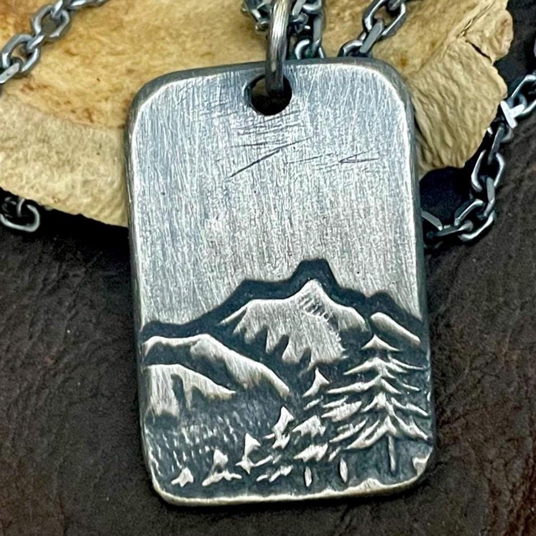 Mountain Scene Pendant Necklace: Engraved Personalized Keepsake Jewelry ...