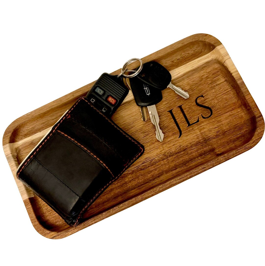 Personalized Wood Catch All Tray, Mens Engraved Valet Tray, Monogram ...