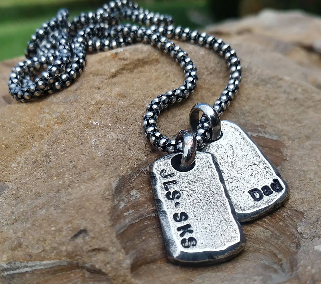 Mens Dog Tags Personalized Pendant Necklace Sterling Silver, Fathers ...