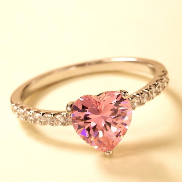 Pink Heart Ring - Etsy