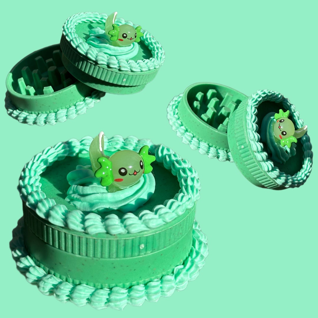 Monochrome Green Axolotl Fake Cake Grinder Ready to Ship - Etsy