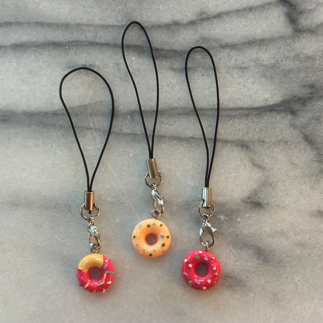 Donut Phone Charm - Cute Resin Donut on Choice of Lanyard - Etsy