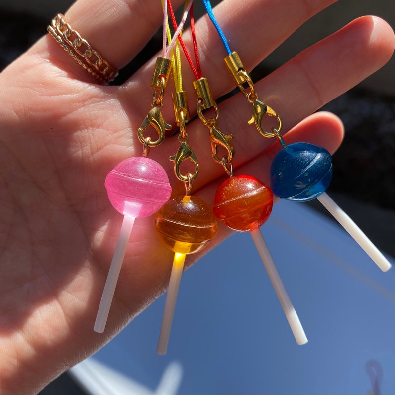 Lollipop Phone Charm - Realistic Colorful Clear Candy on Lanyard - Etsy