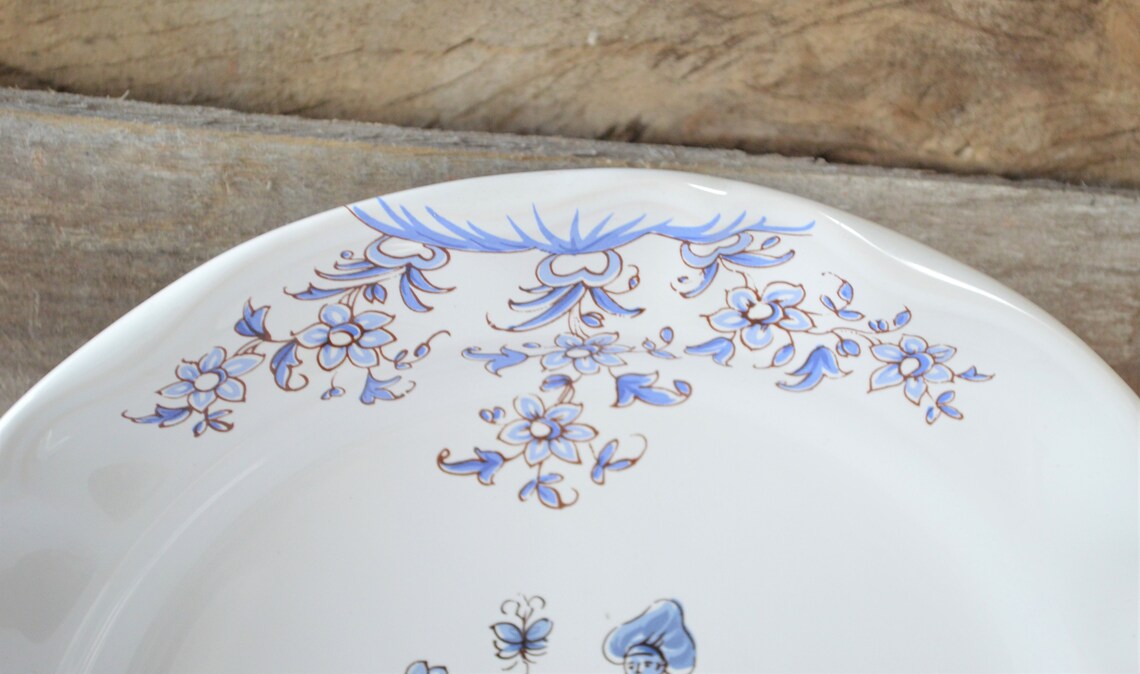 French Vintage Decorative Plate Provencal Blue and White | Etsy