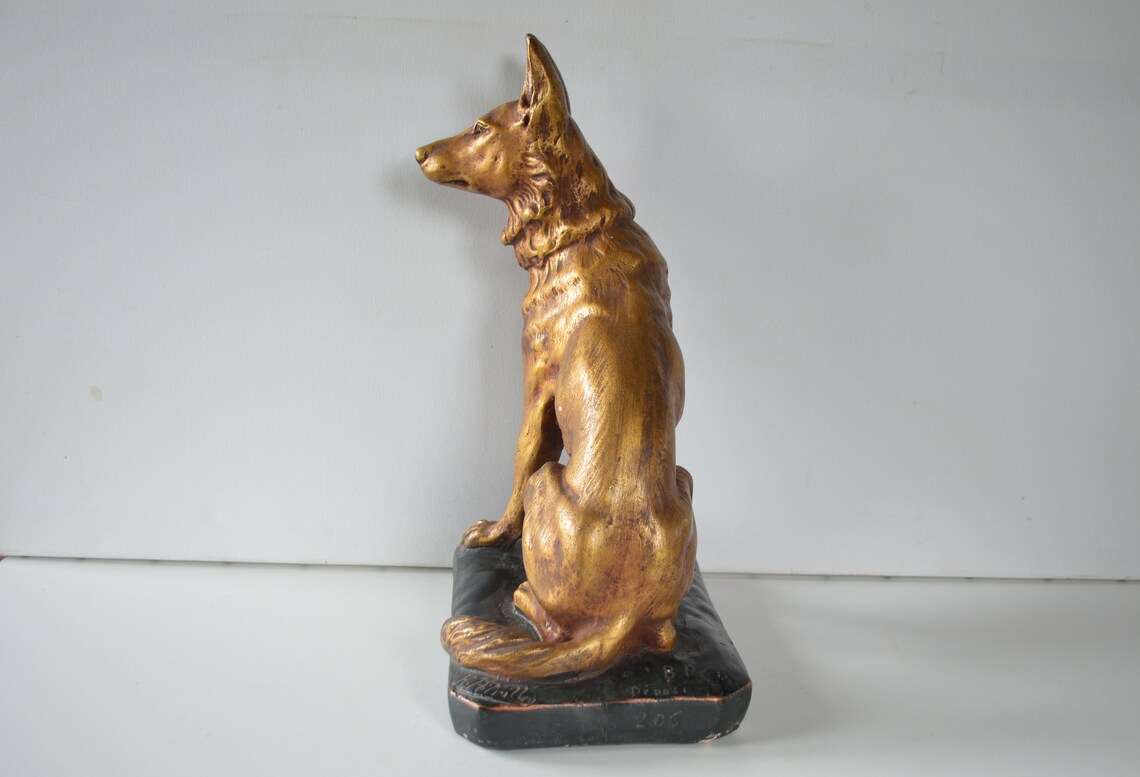 Antique French Dog Plaster Statue Large Decorative Painted - Etsy