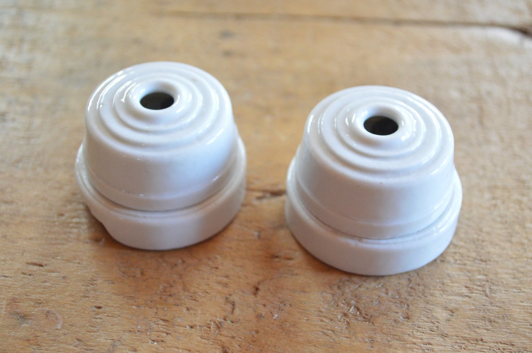 French Vintage Porcelain Ceiling Rose Cable Cover - One White Porcelain ...