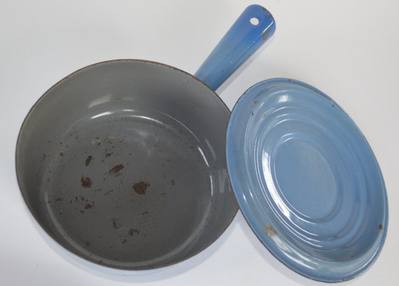 farmhouse country chic kitchen Bless This Mess enamelware fry pan Pots ...