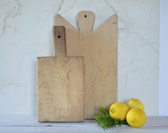 Large Vintage Solid Wood Chopping Board - French Rustic Chunky Bread ...