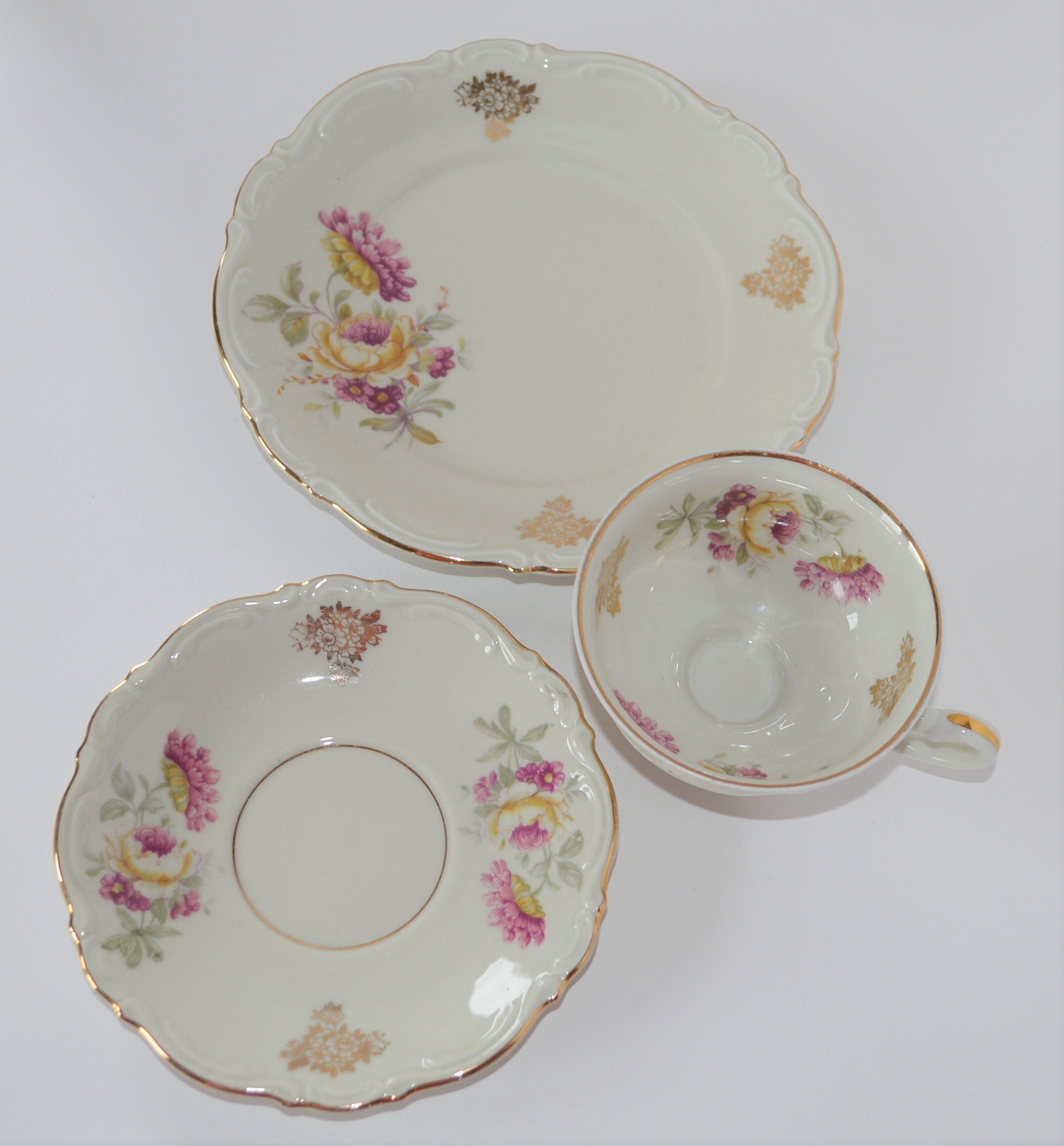 Vintage Porcelaine Tea Cup Trio German Ivory and Gold Coffee | Etsy