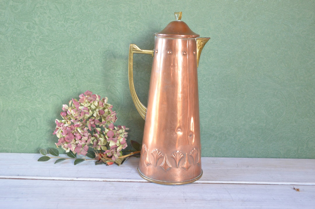 WMF German Art Nouveau Copper Jug - Antique Jugendstil Water Pitcher ...
