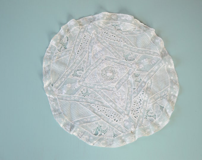 Large Antique Fine Lace Doily French Vintage Lace Doily Handmade White ...