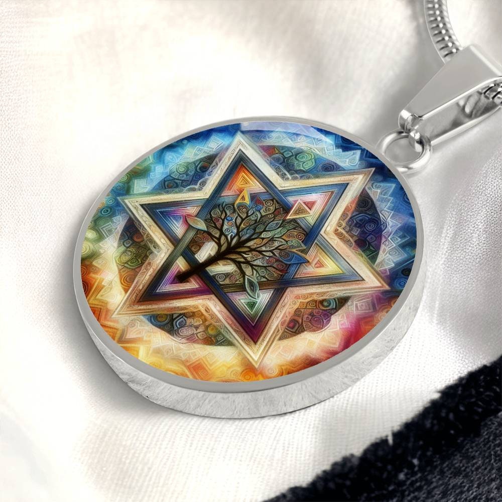 Tree of Life and Star of David Circle Necklace, Jewish Gift, Israeli ...