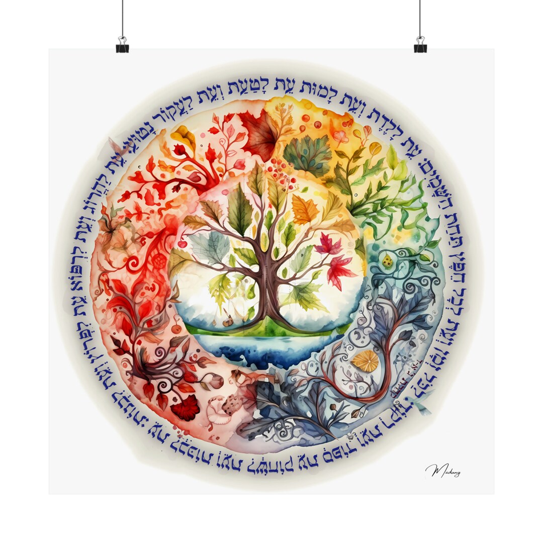 Tree of Life Mandala ,four Seasons Circle, Bible Hebrew Verses ...
