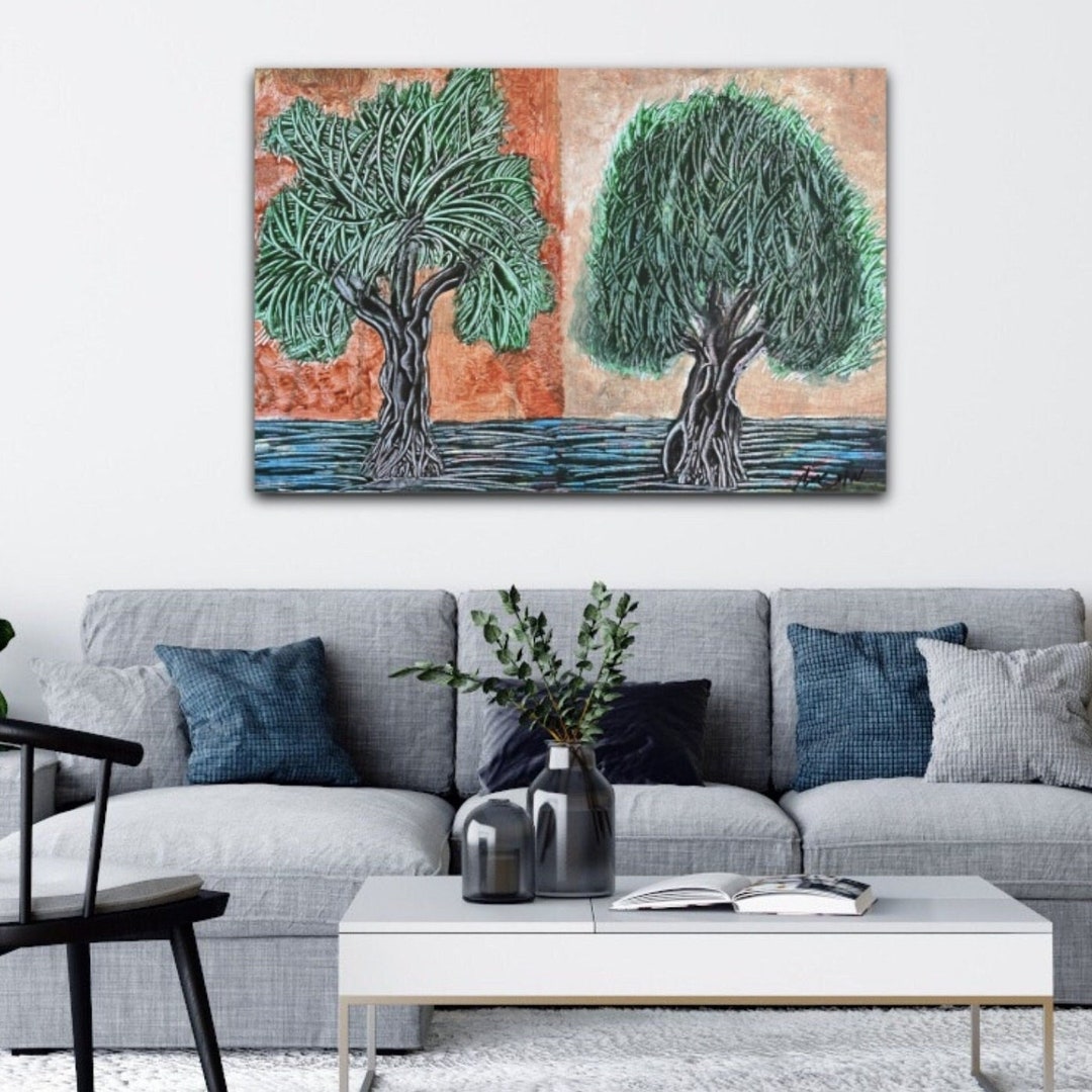 Trees of Israel , Israeli Art, Olive Tree, Jewish Art, Csnvas Printing ...