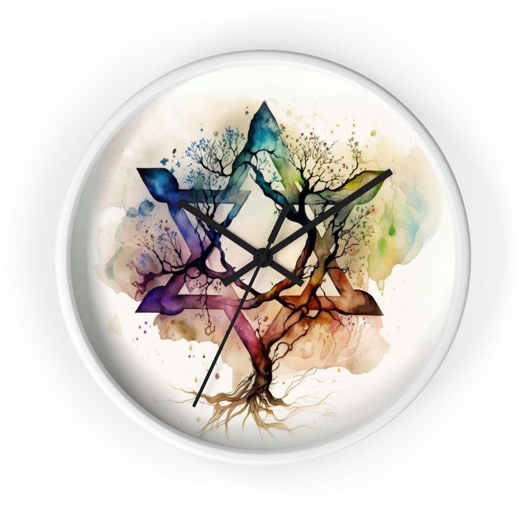 Hebrew Wall Clock, Star of David Clock, Tree of Life, Jewish Gift ...