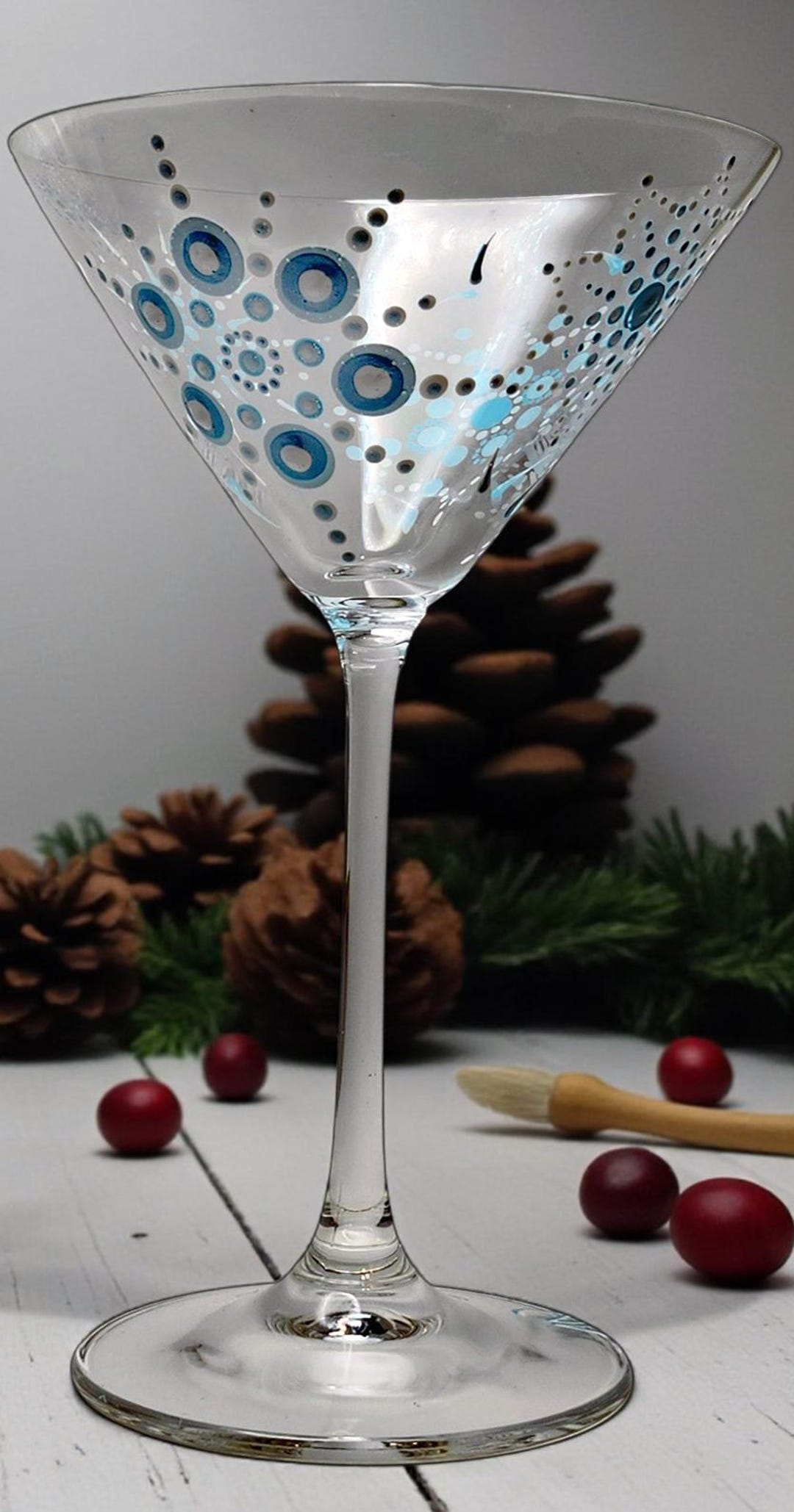 7 Oz. Riedel Crystal Hand-painted Martini/cocktail Glass: Blue and ...