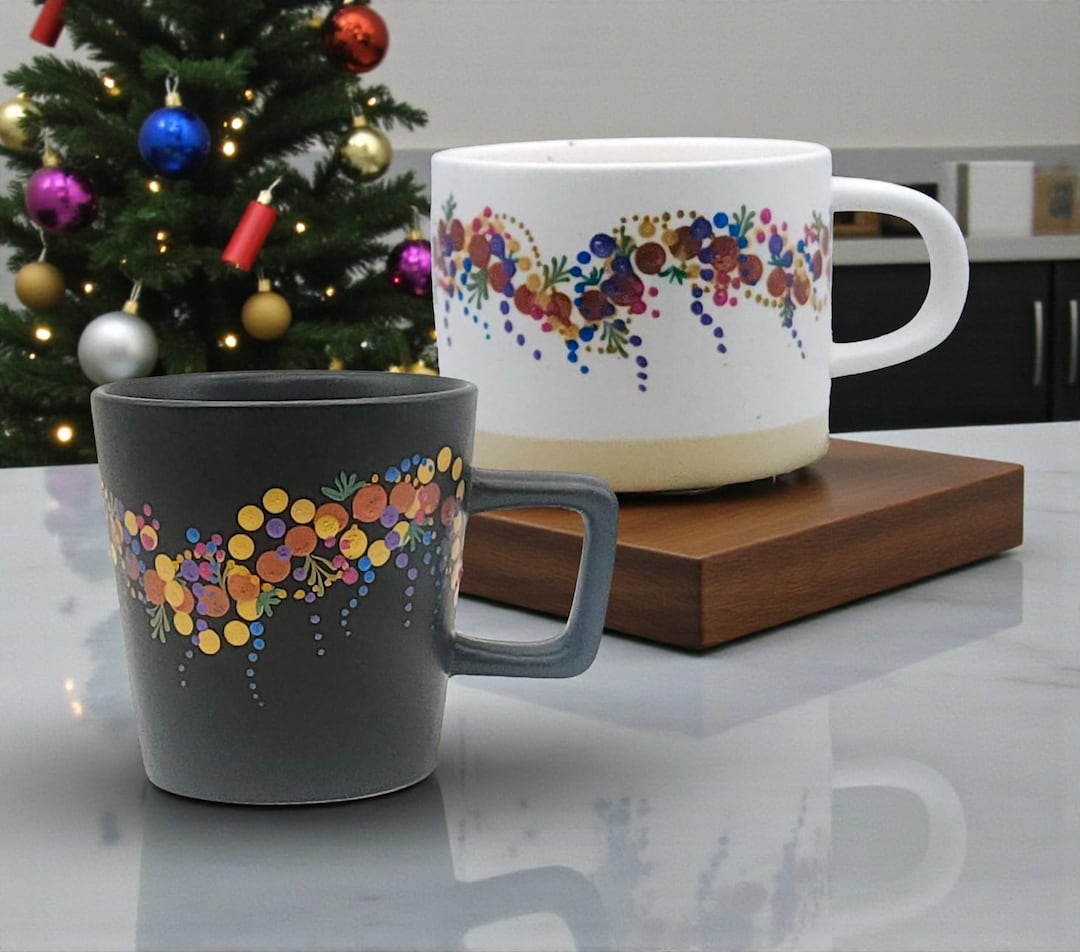 Hand-painted Style Metallic Dot Coffee Mug – Cream or Matte Black - Etsy