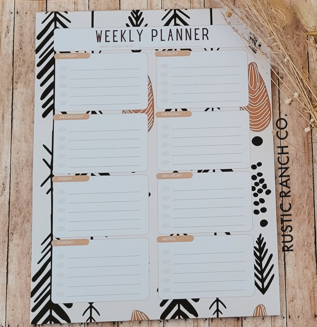 Boho Weekly Planner Notepad - Etsy