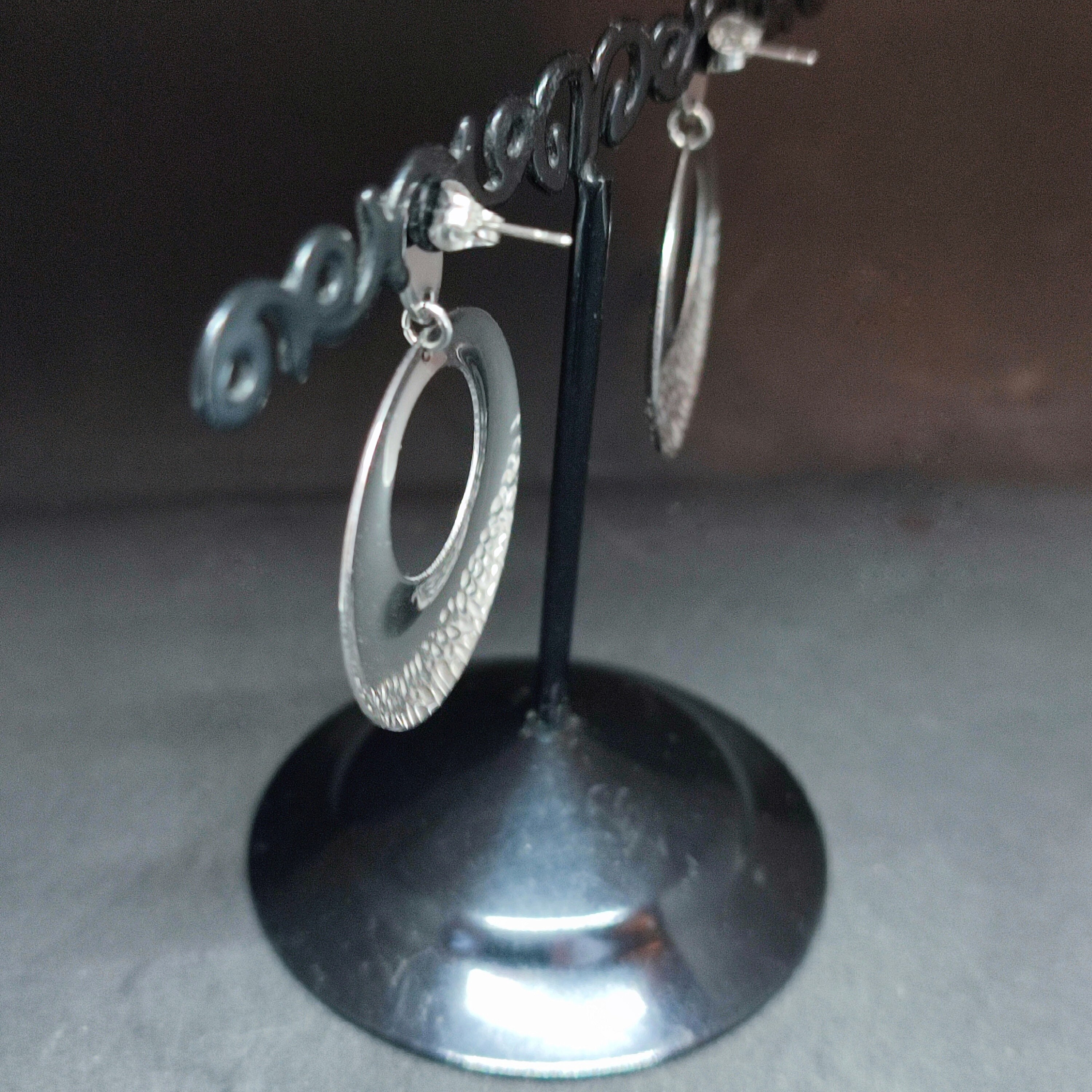 Boucles D'oreilles Ronde Ajourées Acier Inoxable Argenté - Etsy