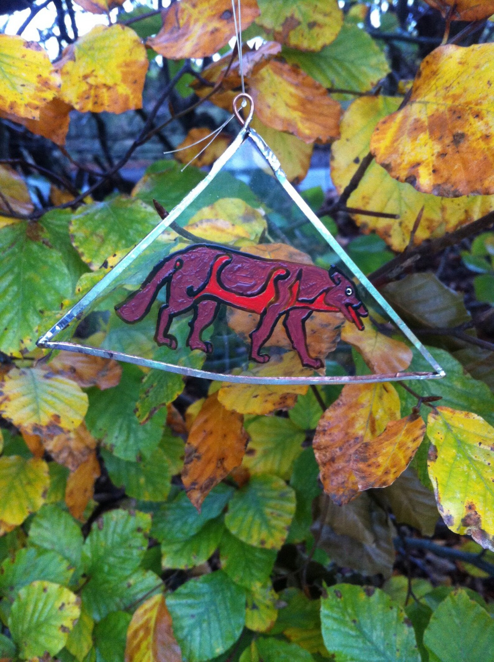 Ardross Wolf Pictish Hand Painted Glass Shard Window Hanger - Etsy UK