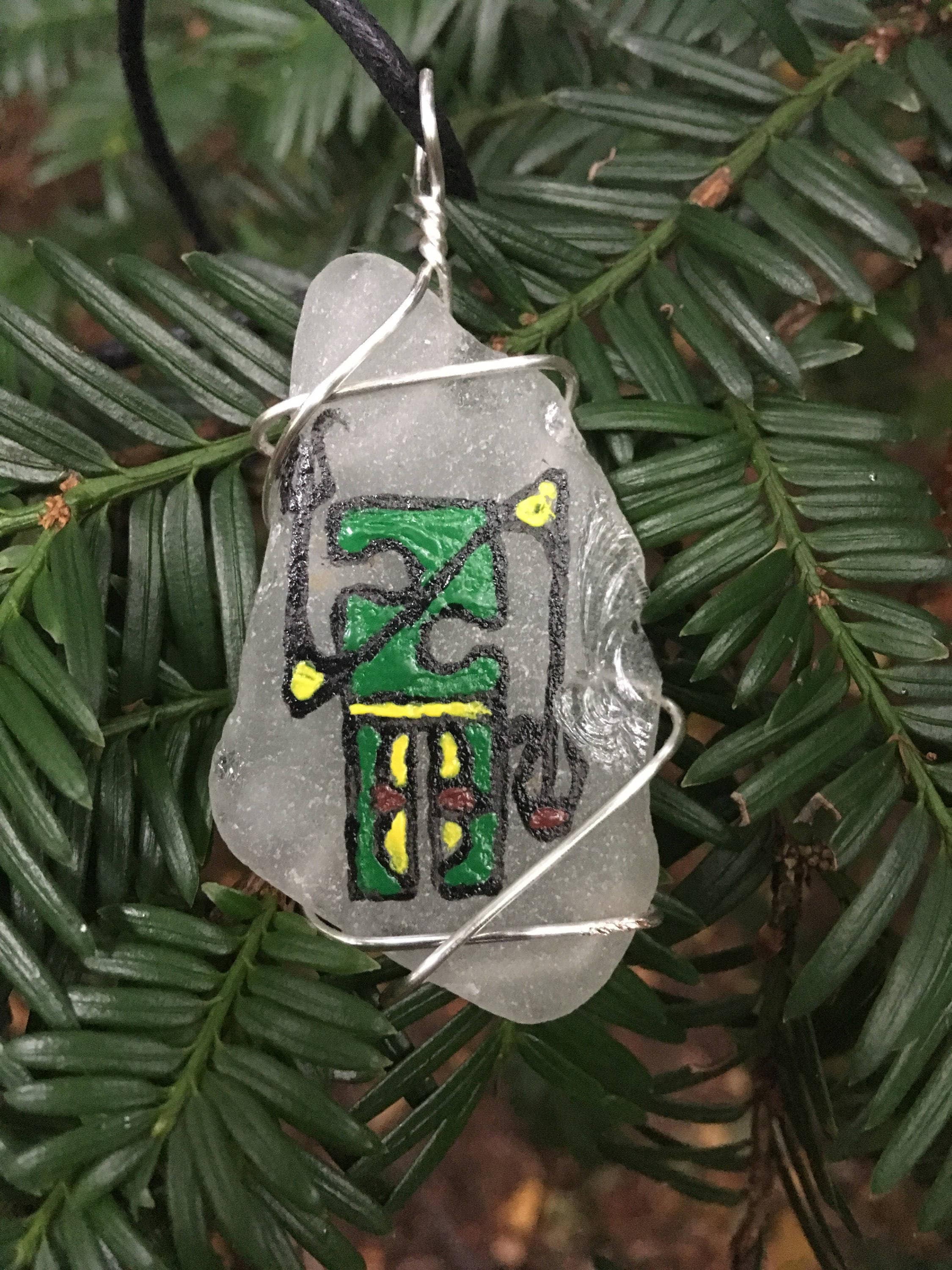 Pictish Z-rod and Abstract Design Seaglass Pendant. - Etsy UK