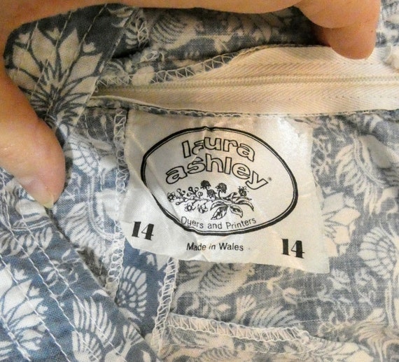 Vintage Laura Ashley Midi Dress | Blue Heraldic Print… - Gem