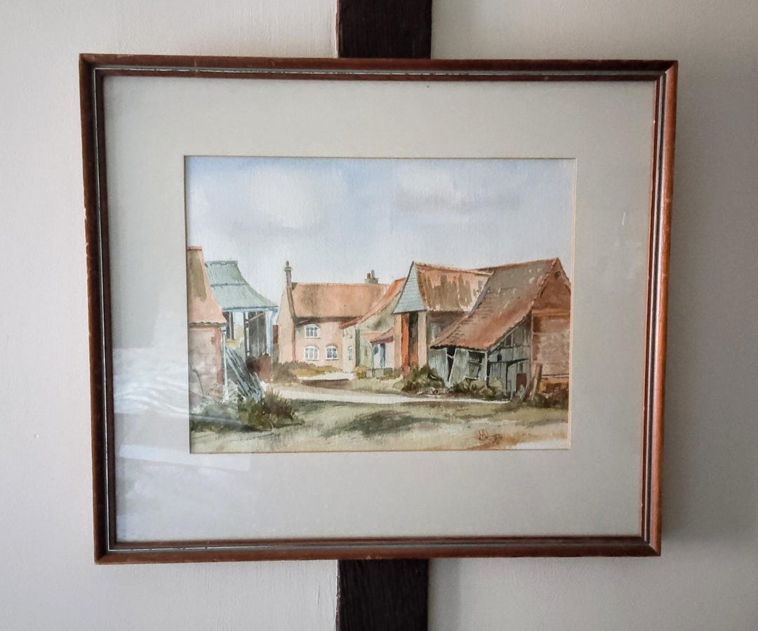 Vintage Watercolour Painting Norfolk Countryside Farm Signed 1984 ...