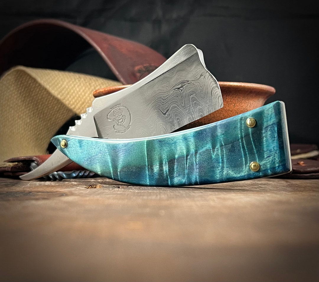 Bull Nose Straight Razor Wave Pattern Damascus by Valentini - Etsy