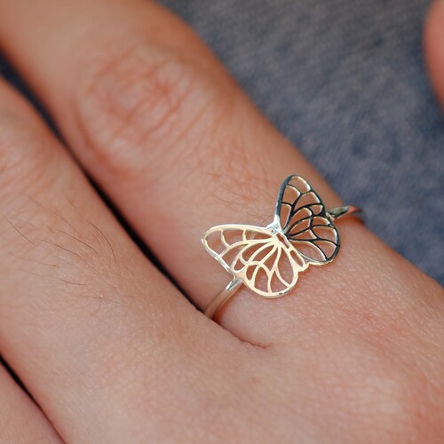 Butterfly Wing Ring Sterling Silver Butterfly Delicate - Etsy
