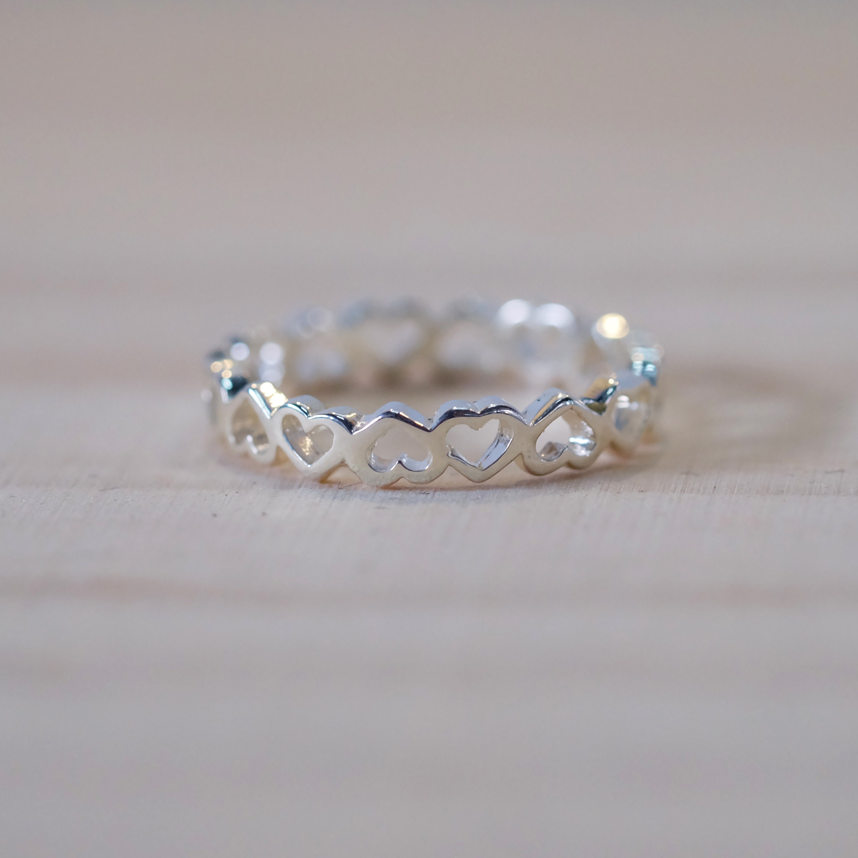 Sterling Silver Heart Eternity Ring: Stackable Heart Band - Etsy