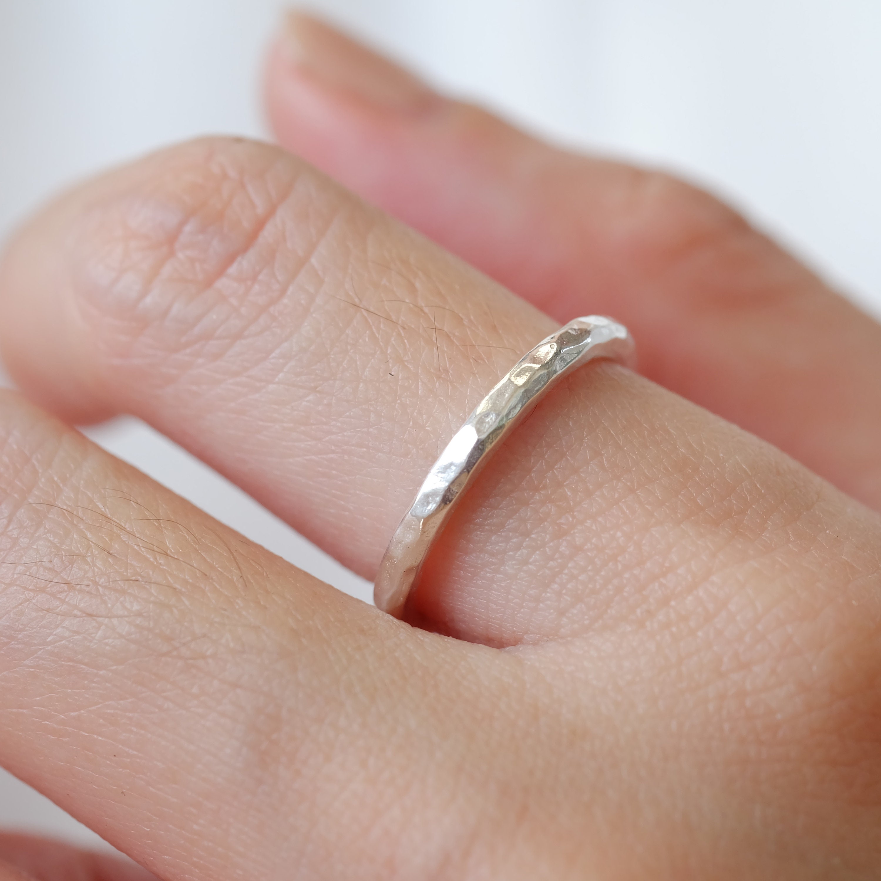 3MM Hammered Silver Band RingSilver Plain RingWedding | Etsy