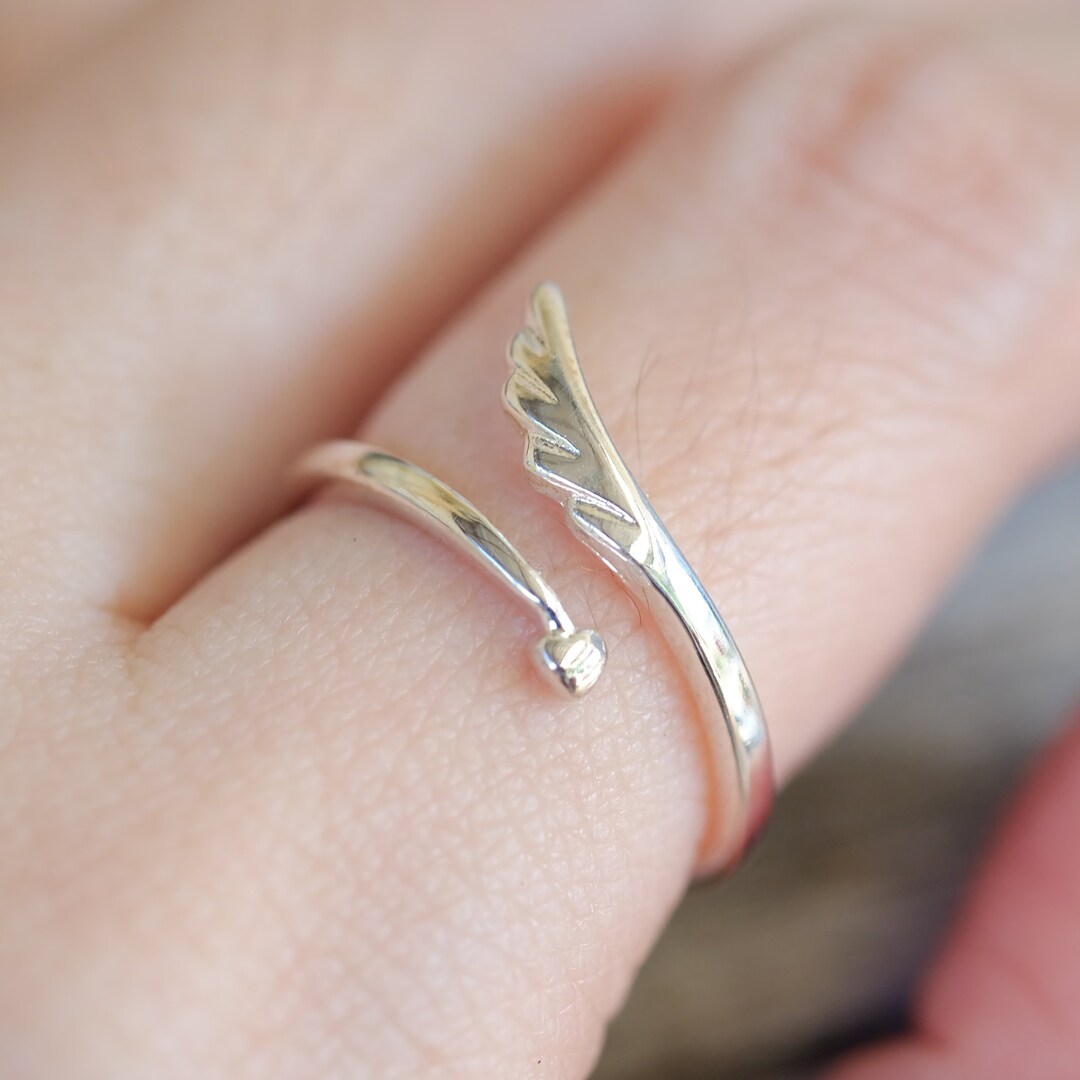 Sterling Silver Angel Wing Ring , Heaven Angel, Memorial Jewelry, Angel ...