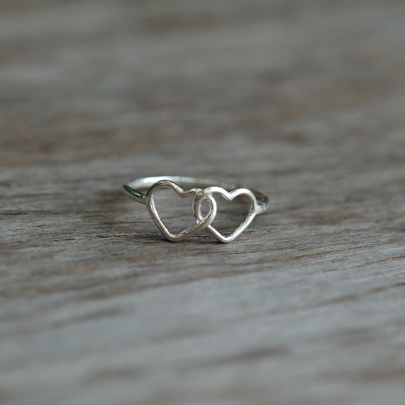 Handmade Sterling Silver Double Heart Ring, Best Friend Ring - Etsy