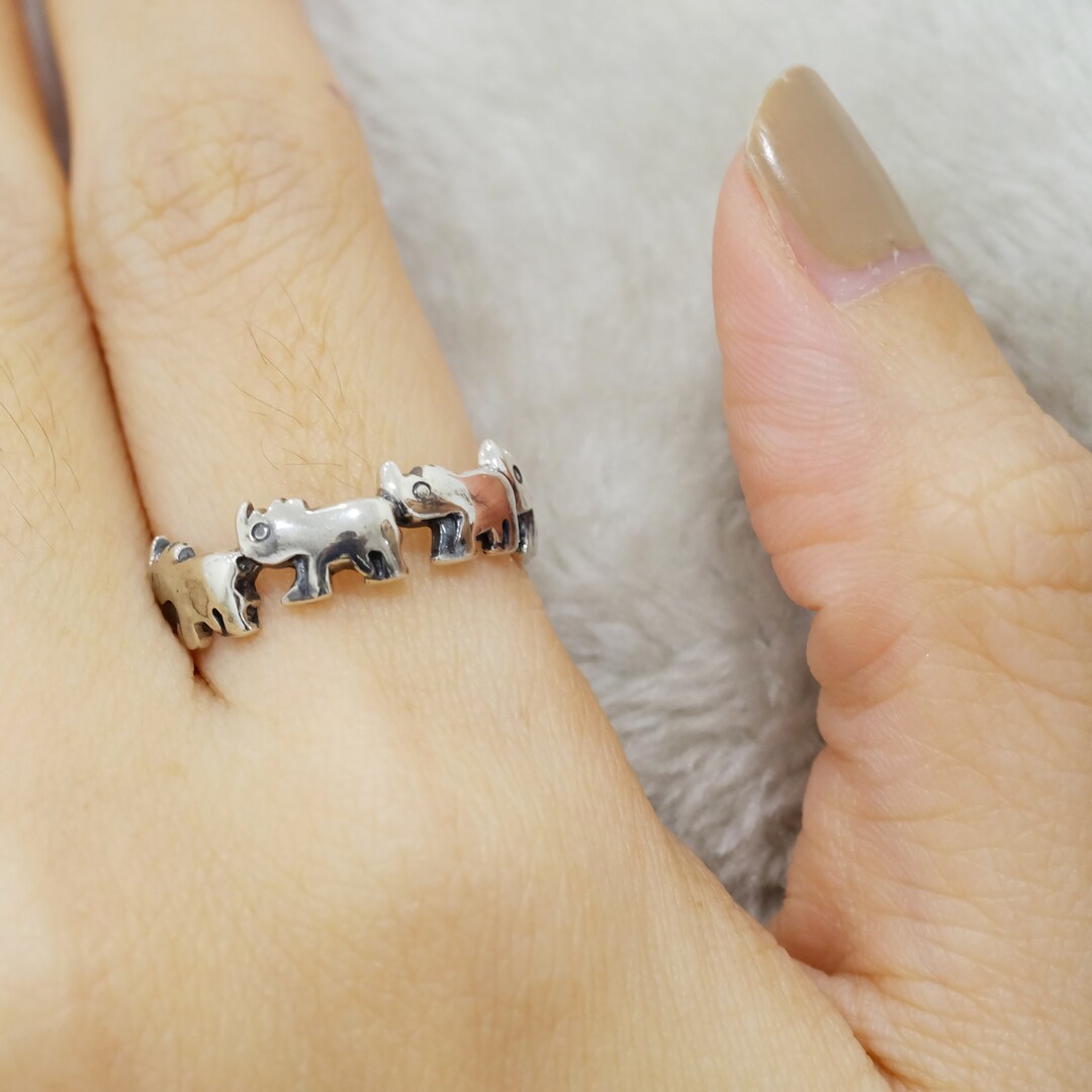 Sterling Silver Rhino Band Ring,stacking Animal Ring,rhino Thumb Ring ...