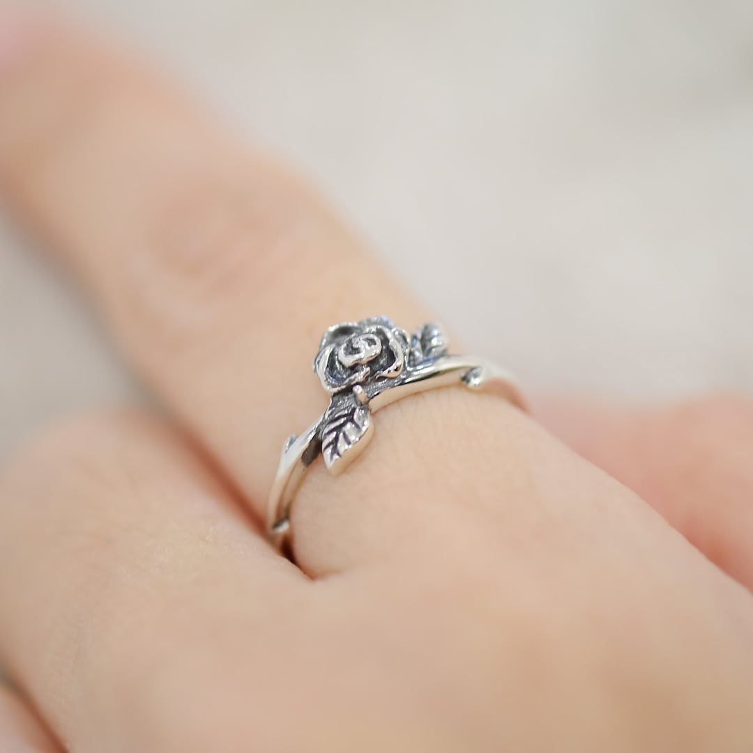 Sterling Silver Rose Ring,purity Ring for Woman,rose Jewelry,floral ...